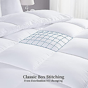 Kingsley trend King Comforter Duvet Insert - All Season Quilted Ultra Soft Breathable Down Alternative King Size Comforter, Box Stitch White Comforter with Corner Tabs, King 104x92