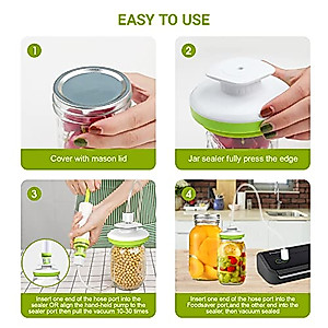 Mason Jar Vacuum Sealer, Jar Sealer with Accessory Hose for Foodsaver Vacuum Sealer, Pawcute Vacuum Sealer Kit Jar Attachment for Wide&Regular Mouth Jar, Canning Jars Sealer with Manual Vacuum Pump and Lid Opener
