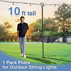 SEEYANG String Light Poles – 1 Pack 10 Ft Poles for Outdoor String Lights, Patio Light Poles for Outside, Light Poles for Outside String Lights Suit for Yard Patio Wedding Party