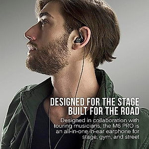 MEE audio M6 PRO In Ear Monitor Headphones for Musicians, 2nd Gen Model With Upgraded Sound, Memory Wire Earhooks & Replaceable Cables, Noise Isolating Professional Earbuds, 2 Cords Included (Black)