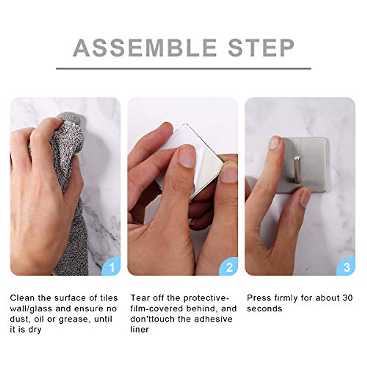 Robe Towel Hooks, SUS 304 Stainless Steel Bathroom Kitchen Hooks, Utility Heavy Duty Wall Hooks Office Hooks, Strong Adhesive Shower Hook, Coat Key Hook Waterproof 5 Pack by APTGAGA