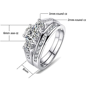 Couple Rings Matching Rings 1CT CZ Wedding Ring Sets for Him and Her Wedding Bands