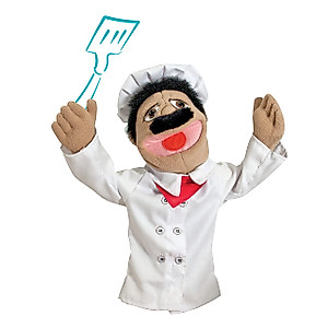 Melissa & Doug Chef Puppet (Al Dente) with Detachable Wooden Rod - Pretend Play Chef Puppet Chef Pepe