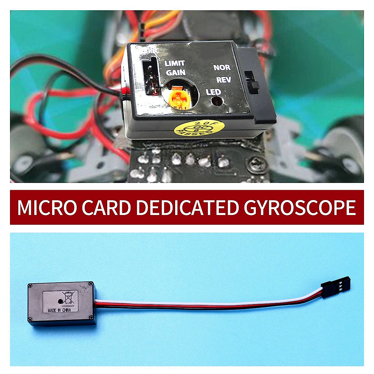 GIUIN Mini Gyro Gyroscope for D12 1/10 RC Car Drift Car Steering Output Integrated Compact Light-Weight Design