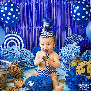 KatchOn, Xtralarge Blue Fringe Backdrop - 8x3.2 Feet, Pack of 2 | Blue Streamers Party Decorations | Blue Fringe Curtain for Ocean Decorations | Under The Sea Party Decorations, Blue Party Decorations