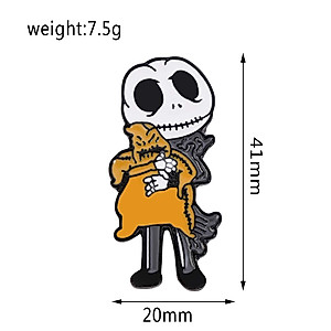 Night Before Christmas Series Enamel Pin - Creative Cute Oogie Boogie Jack and Sally Brooches Badges Gifts for Fans, Cartoon Pin for Backpack Bag Hat Collection (Jack A)