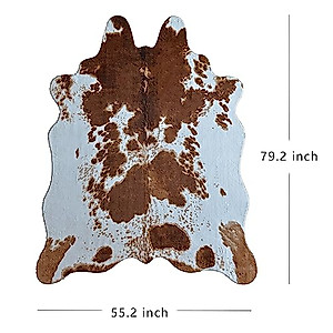 rugoo Premium Brown Cowhide Rug 4.6 ft x 6.6 ft Faux Cowhide Rug Cow Print Rug Faux Animal Skin Rug for Living Room Bedroom Nursery Western Decor