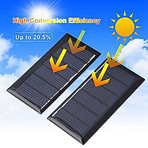 ASHATA Solar Panel,2Pcs Polycrystalline Silicon Solar Panel Portable 3V 80mA Small Mini Solar Panels for DIY Battery Power Charger Module,67.5x34.5mm