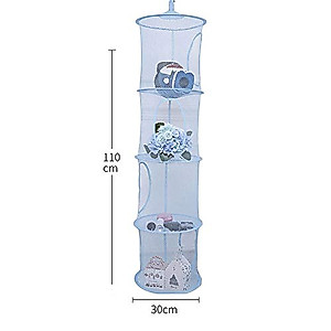 Gnc33Ouhen 4 Layers Mesh Hanging Clothes Toys Storage Rack Basket Bins Folding Sundries Organizer Grey