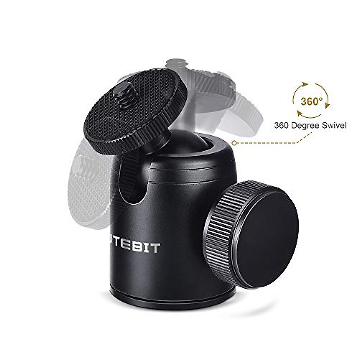 UTEBIT 2 Pack DSLR Camera Tripod Ball Head with Hot Shoe Mount Adapter 360° Panoramic Mini Ball Head 1/4" Screw Thread Compatible for Vive Flash Light