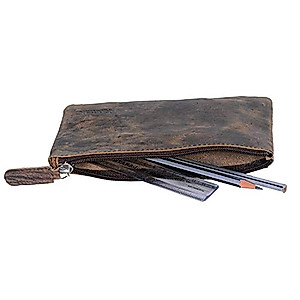 Leather Pencil pouch pen case zippered pencil case Sleeve Elegant and pratical gift for artists. Perfect for office,college by KomalC