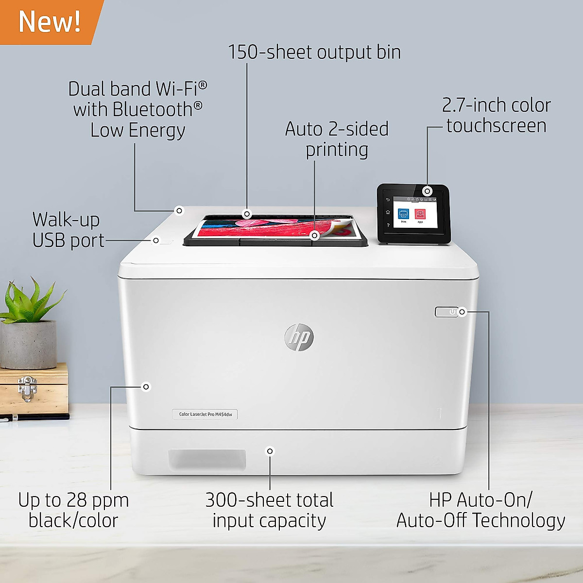 HP LaserJet Pro M454 M454dw Laser Printer - Color (Renewed)