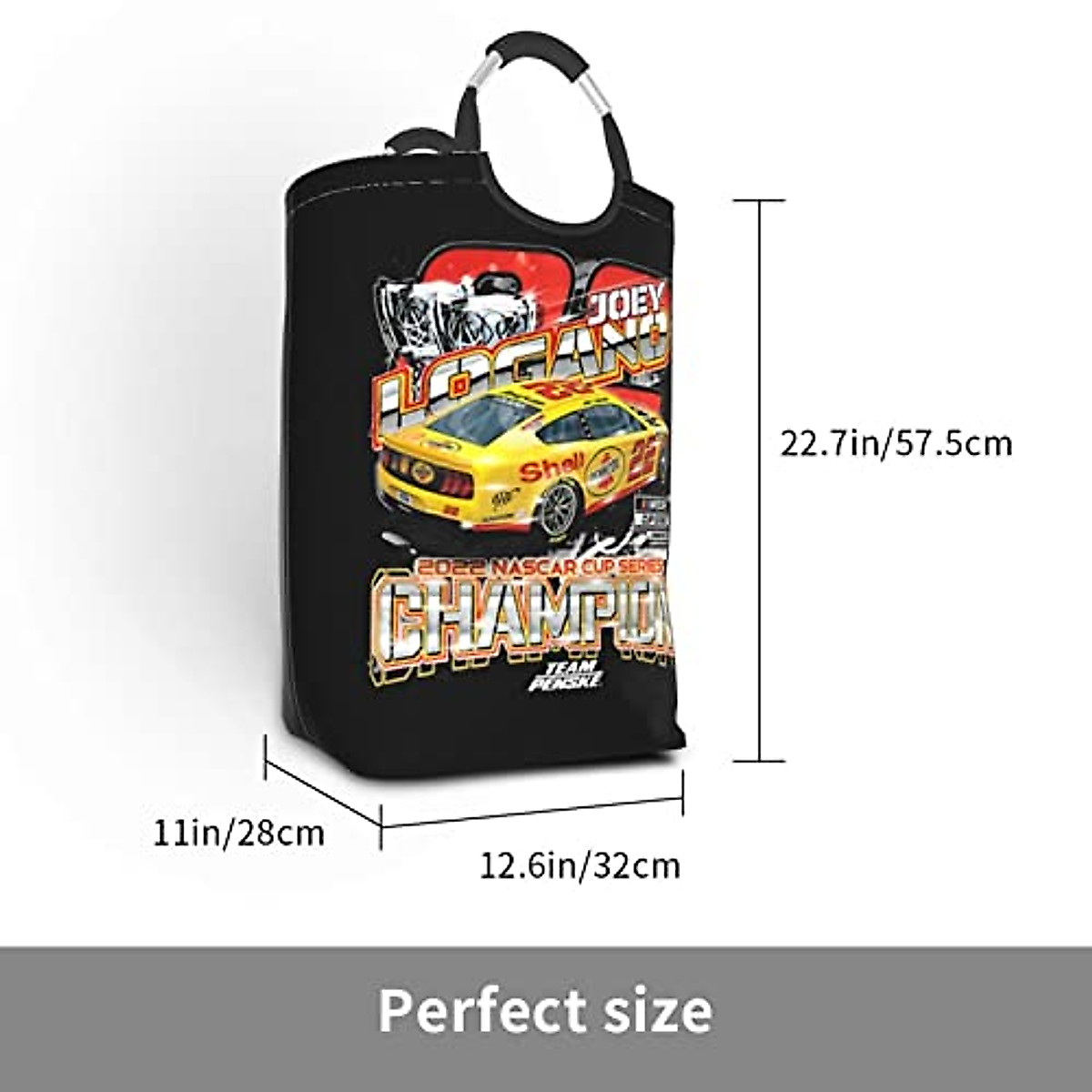 Joey Logano 22 Large Laundry Basket Laundry Hamper Bag Washing Bin Clothes Bag Collapsible Tall with Handles Waterproof Bathroom College Essentials Storage for College Dorm, Family