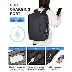 VECAVE Travel Backpack for Women Men Black Carry On Backpack,Expandable Airline Airplane Approved Weekenders Backpack,Fit 15.6 Inch Laptop Waterproof 40L Travel Backpack