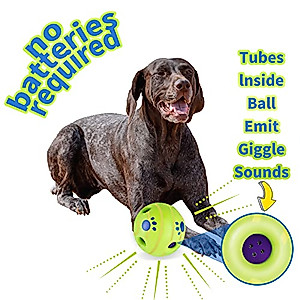 PAEYOOR Giggle Ball for Dogs,Interactive Dog Toys Wobble Wag Wiggly Giggly Active Rolling Ball Funny Sounds,Durable Safe Dog Toy Balls Birthday Gift for Large Medium Dogs,Green,5.5inch