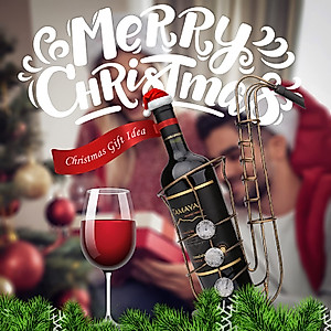 Tooarts Saxophone Free StandingTabletop Wine Racks, Creative Metal Wine Bottle Holder, Collectible Figurines Wine Shelf Gifts for Wine Lovers, Home Interior Kitchen Bar Decorations