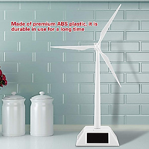 Solar Powered 3D Windmill Assembled Model Craft Kids Children Education Learning Fun Toy Gift ABS Plastics Wind Turbine White for Home Desktop Decor Garden Ornament