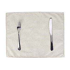 INFEI Plain Striped Cotton Linen Blended Dinner Cloth Napkins - Set of 12 (40 x 30 cm) - for Events & Home Use (Beige)