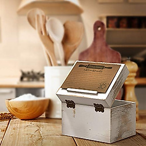 Wooden Recipe Box with Cards and Dividers - Includes 6 Wood Dividers - 50 Double Sided 4x6 Recipe Cards - Premium Handcrafted Quality - Great Gift Idea - Wedding, Birthday, Anniversary, Mother's Day