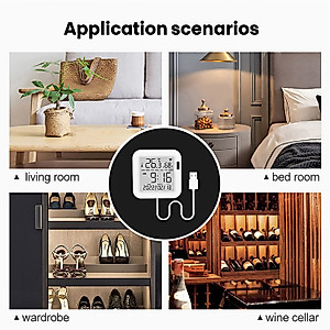 WiFi Thermometer Hygrometer: Smart Temperature Humidity Sensor with Backlit LCD Screen, Free App Alerts, Indoor Temperature Gauge Humidity Monitor Compatible with Alexa Google Assistant