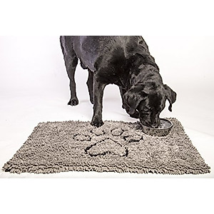 Dog Gone Smart Dirty Dog Microfiber Paw Doormat - Super Absorbent Dog Mat Keeps Paws & Floors Clean - Machine Washable Pet Door Rugs with Non-Slip Backing | Medium Grey