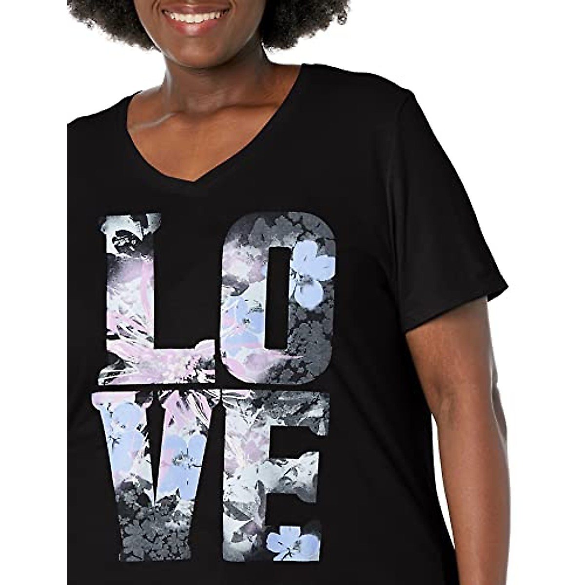 JUST MY SIZE womens Just My Size Women's Plus-size Graphic Short Sleeve V-neck T-shirt T Shirt, Big Love, 3X US