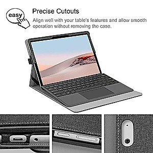 Fintie Protective Case for Microsoft Surface Go 3 2021 / Surface Go 2 2020 / Surface Go 2018 - Multi-Angle Portfolio Business Cover with Pocket, Compatible with Type Cover Keyboard (Gray)