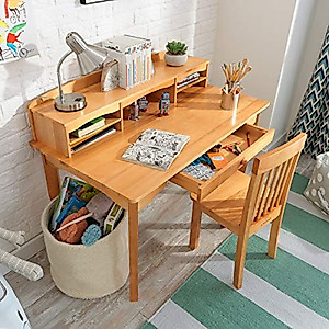 KidKraft Avalon Wooden Children's Desk with Hutch, Chair and Storage - Natural, Gift for Ages 5-10