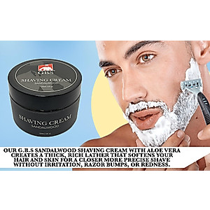 G.B.S Sandalwood Shaving Cream for Sensitive Skin, Hydrates, Nourishes for Close Smooth Shave, Protects Skin from Cuts, Bumps, Redness and Irritation Pack of 1