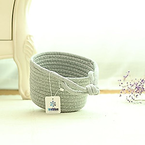 Iceblue 6''X4.5''Grey Round Cotton Rope Over Wall Door Closet Window Hanging Storage Basket
