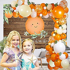112pcs Little Cutie Orange Yellow White Balloon Garland Arch kit with Artificial Willow Leaves for Birthday Sunshine Baby Shower Bridal Shower Party Tangerine Theme Clementine Fruit Party Decors