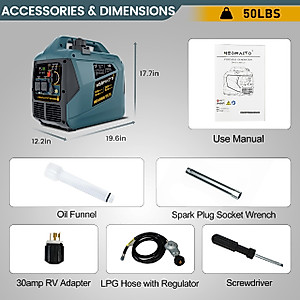 HEOMAITO Dual Fuel Portable Inverter Generator 4300W Gas & Propane Powered, Ultra Quiet Lightweight with CO Sensor Digital Dispaly Parallel Capability EPA Compliant for Camping RV Backup Home Use