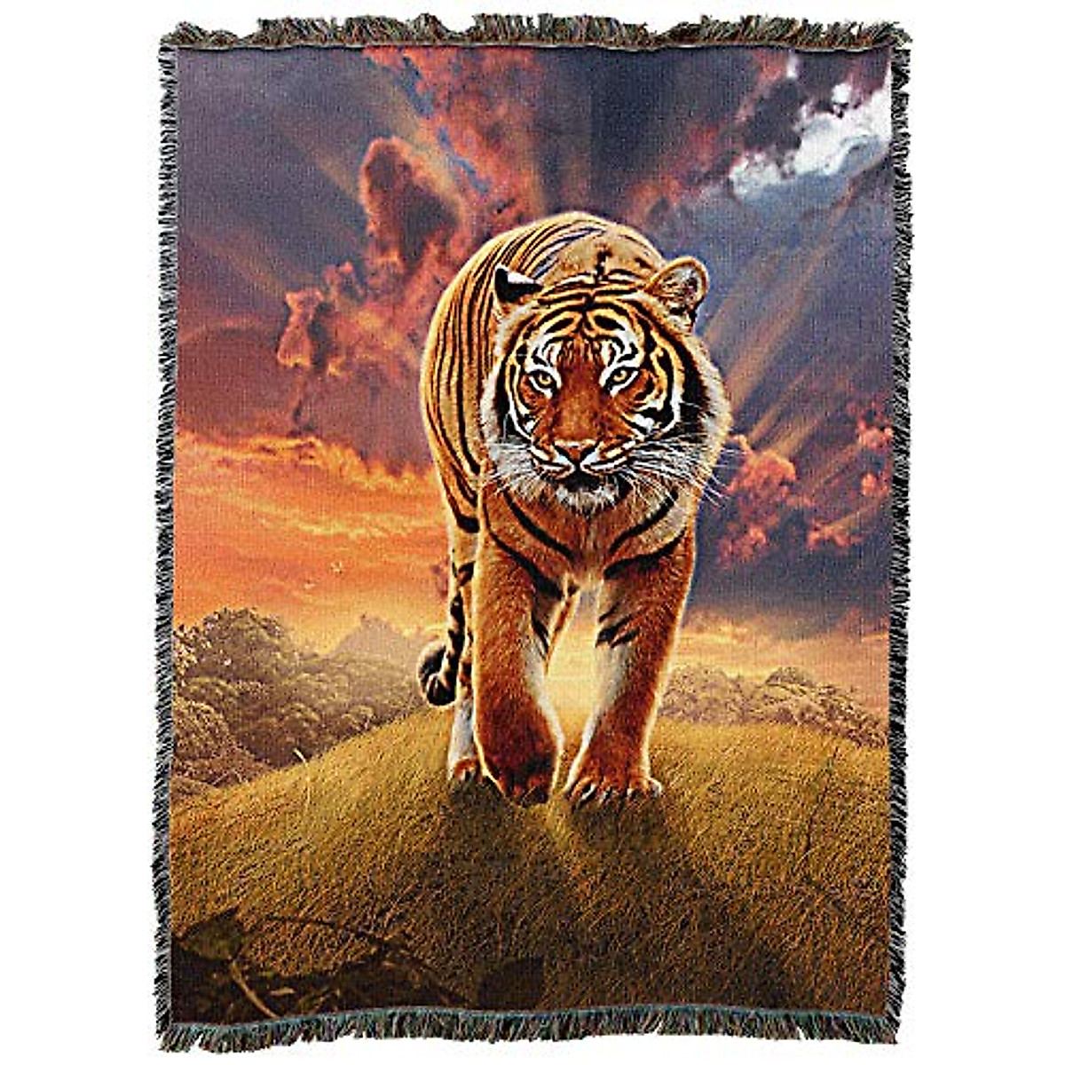 Pure Country Weavers Rising Tiger Blanket by Vincent HIE - Gift Tapestry Throw Woven from Cotton - Made in The USA (72x54)