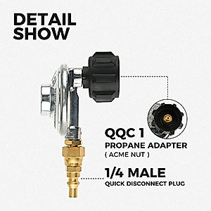 MOOTVGOO 1/4" Quick Propane Gas Regulator, Propane Quick Connect Adapter Fittings, Connect 5lb -20lb Propane Tanks to Gas Grill, Fire Pit, Heater
