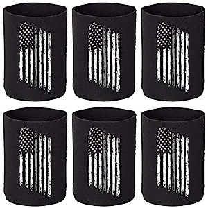 Thin Silver Line American Flag Coozie Cozie Live Matter Correction Officer Gifts Beer Sleeves BLACK