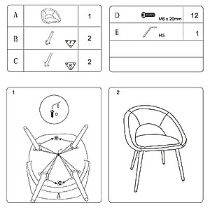 CangLong Upholstered Accent Arm Chairs with Natual Color Metal Legs for Kitchen, Dining, Living, Guest, Bed Room, Set of 2, Grey