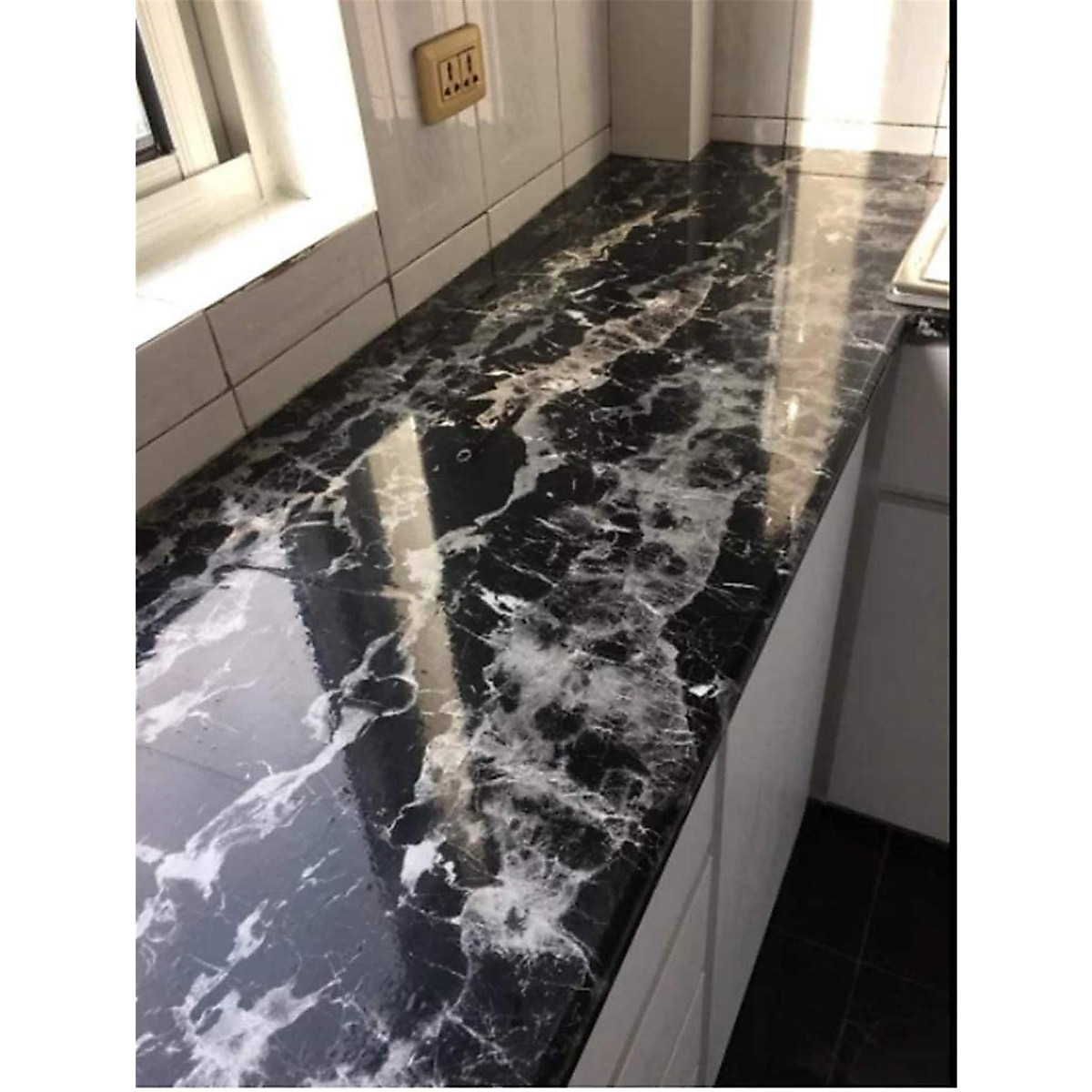 Yancorp Black Marble Contact Paper Black Peel and Stick Wallpaper Self Adhesive Countertop Removable Vinyl Wrap Bachsplash Shelf Liner (11.8" x 78.7")