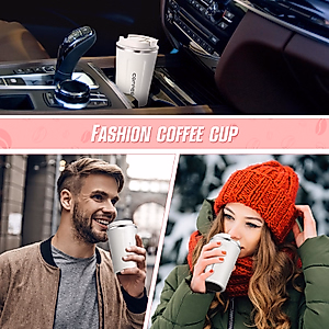 Sieral 4 Pieces 13 oz Insulated Coffee Travel Mug with Leakproof Lid Stainless Steel Coffee Cup Portable Tumbler Reusable Coffee Mugs for Coffee Milk Hot Cold Tea Beer (White)