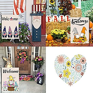 CDLong Gnome Seasonal Garden Flag Set of 11-Vertical Double Sided 12.5 x 18 Inch Yard Flag,Spring Welcome Easter Rustic Flag for Indoor Outdoor Holiday Decorations