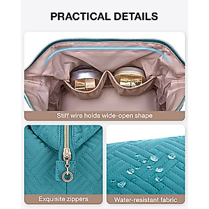 BAGSMART Travel Makeup Bag, Cosmetic Bag Small Make Up Organizer Case,Wide-open Pouch for Women Purse for Toiletries Accessories Brushes Blue