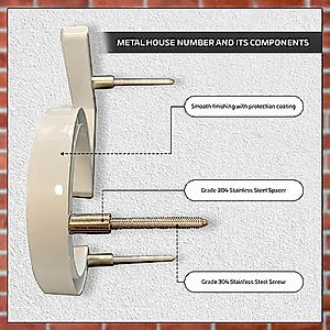 House Numbers (White) - 5 Inch Height Modern House Numbers for Outside Door Plaque Address Number with Floating Mount (6)