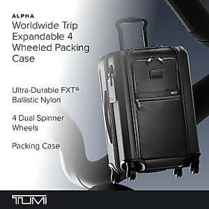 TUMI - Alpha Worldwide Trip Expandable 4-Wheeled Packing Case - Nylon Rolling Suitcase - TSA Lock Tracer - Black