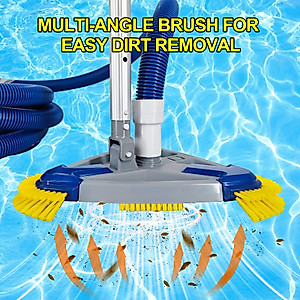 Buyplus Pool Vacuum Head with Side Brush, Manual Swimming Pool Vacuum Head for Inground and Above Ground Pools, Swivel Hose Connection, EZ Clip Handle.