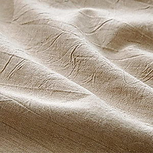 LOVQUE 100% Washed Cotton Duvet Cover Queen Size, Beige Fade-Resistant Linen Like Natural Bedding Set (No Comforter), 90x90 Inches