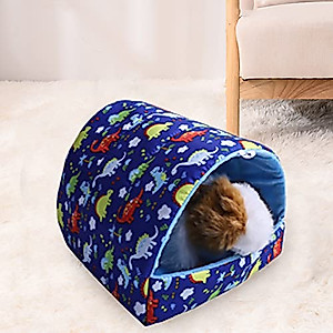 Heave Hamster Nest House Warm Winter Hamster House Large Space Small Pet Bed Hamster Guinea Pigs Cushion Bed Winter Small Animal Accessories Blue M