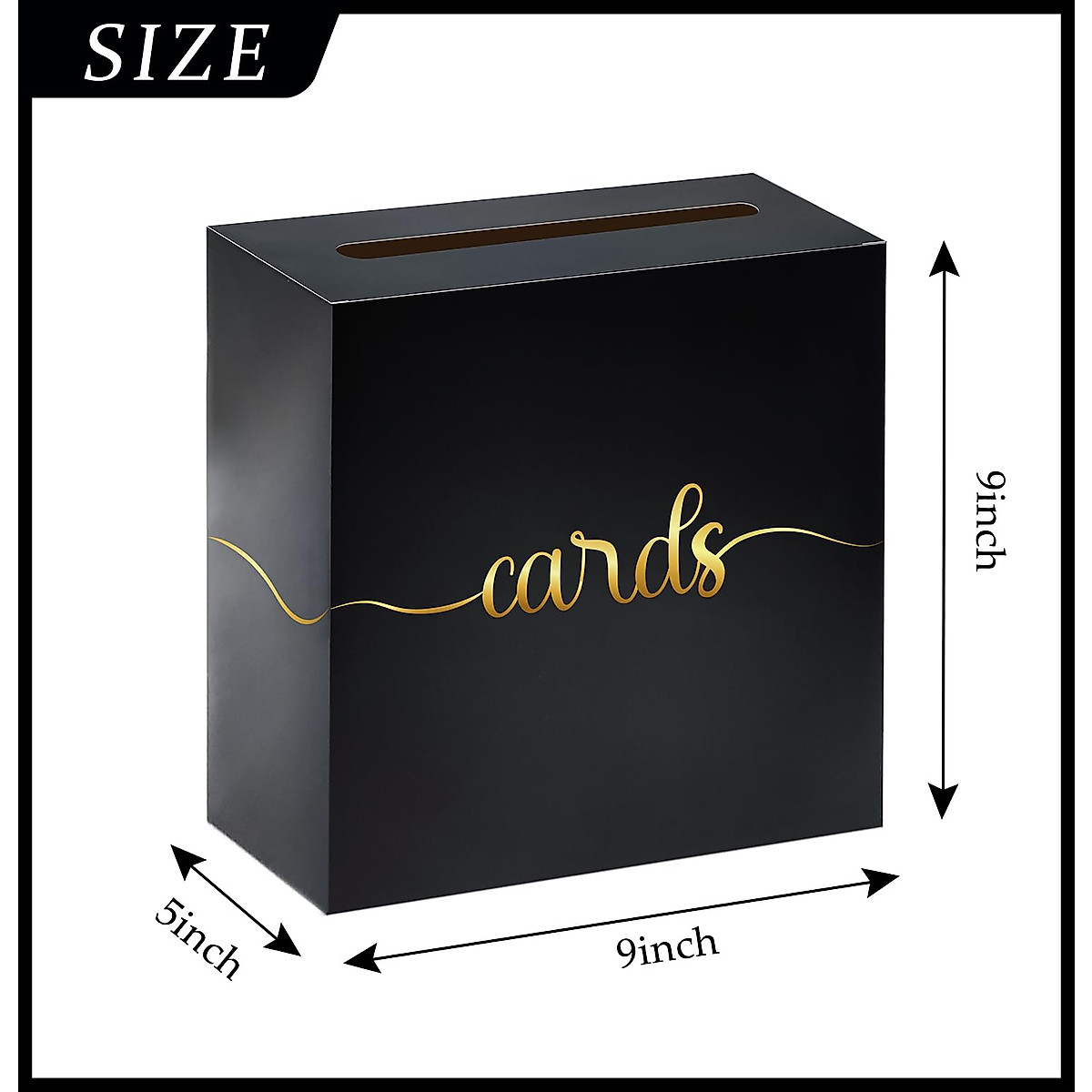 SietDESEO Black and Gold Card Box for Party Envelope Box Money Card Box Gift Card Box Holder for Wedding Reception Baby Shower Birthday Card Box