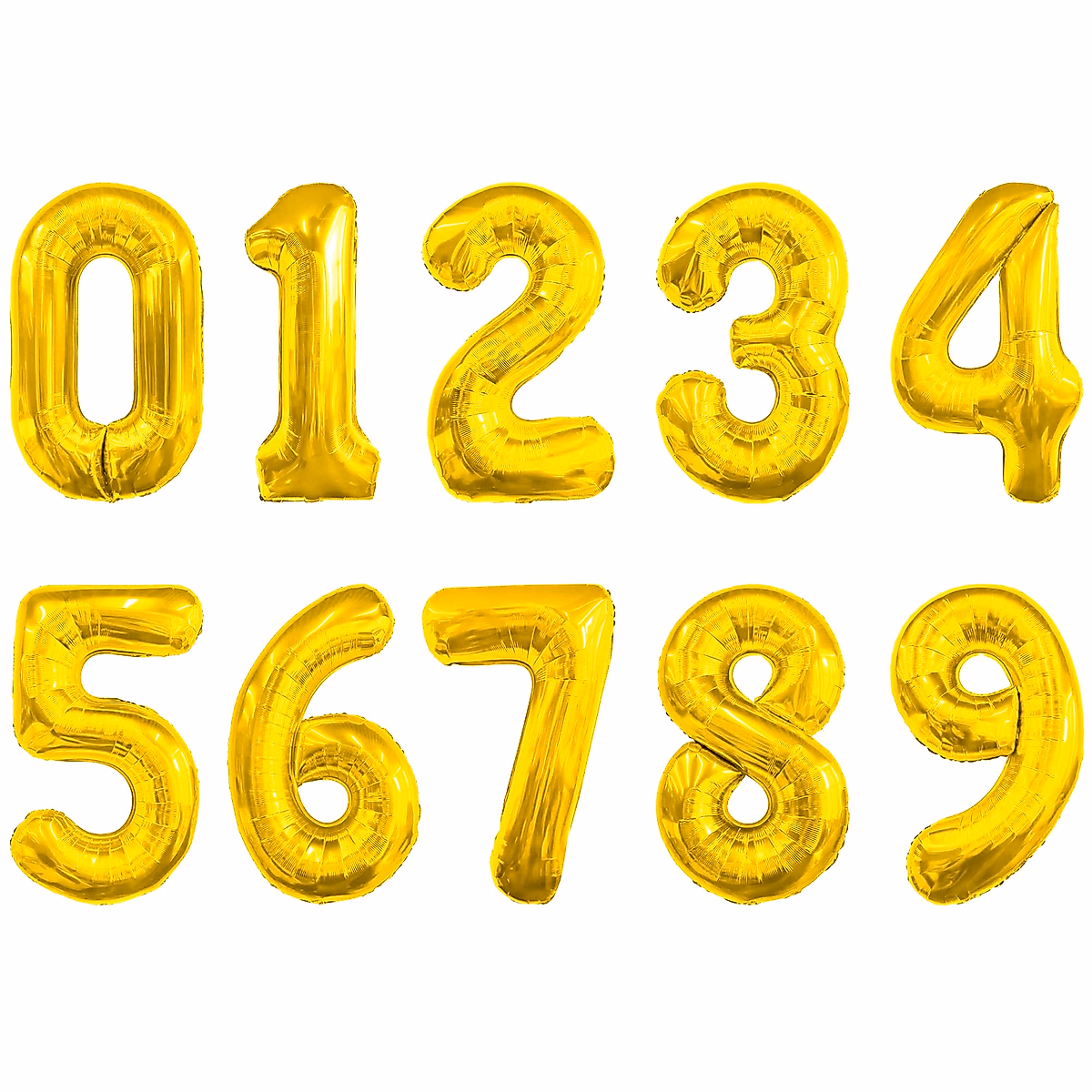 LIOZEOKUN Number Balloons 16 Inch Mylar Foil Number 0-9 Balloons Set for Party Decoration Custom Digital Balloons 10 Pieces Party Supplies(gold)