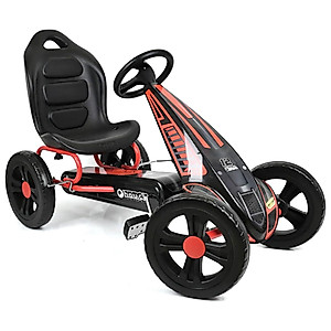 Hauck Hurricane Racing Go Kart w/ Low Profile Rubber Tires & Handbrake for Rear Wheels - Ride On Toy designed for Kids Ages 4-10 years