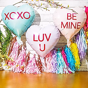 Conversation Candy Heart Balloons for Valentine Party Decorations (12 Pack)