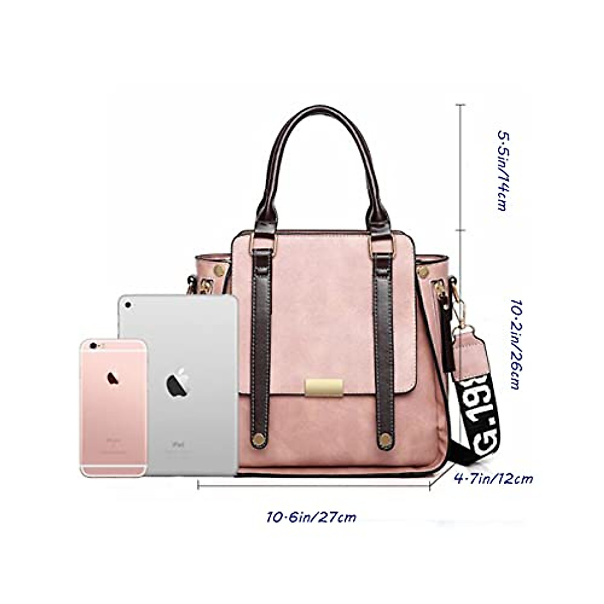 YAQUNICER Women Soft Synthetic PU Leather 4pcs Satchel Crossbody Large Capacity Top-Handle Handbags Shoulder Clutches Purse-Black